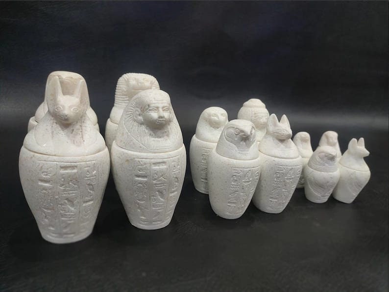 A Unique Alabaster Canopic Jars Egyptian Canopic Jars the Art of ...