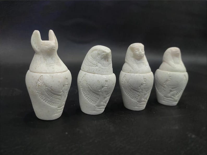 A Unique Alabaster Canopic Jars Egyptian Canopic Jars the Art of ...