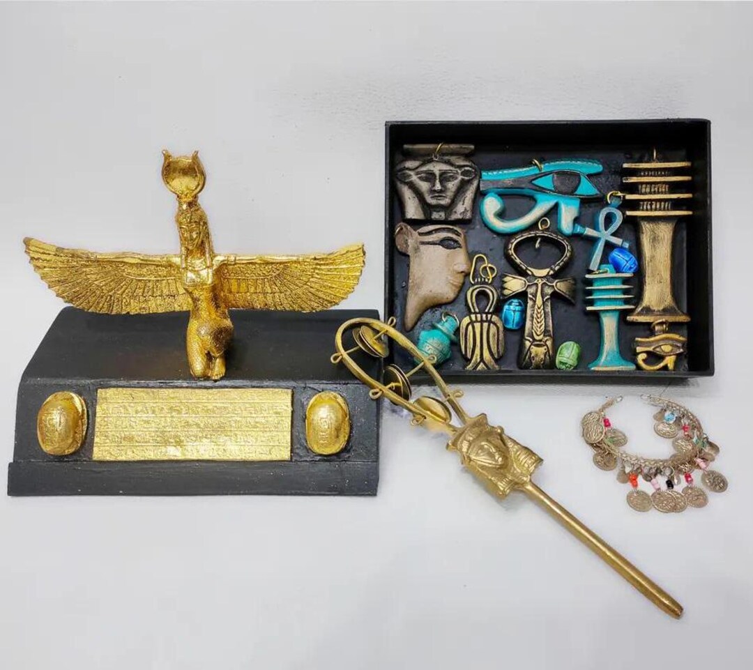 Isis Statue, Sistrum, Ankh Amulet. Isis Magic Box, Isis, Isis Necklace ...