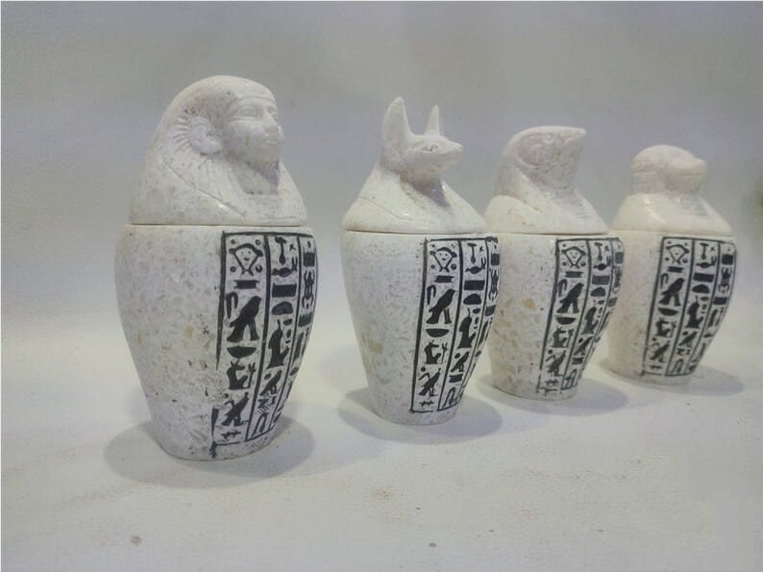 Unique Alabaster Canopic Jar - Rare Egyptian Canopic Jars - Charming ...