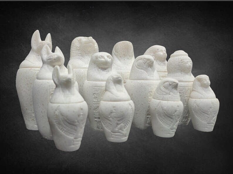 A Unique Alabaster Canopic Jars Egyptian Canopic Jars the Art of ...