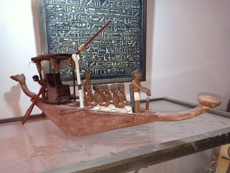 Ancient Egyptian Wooden Boat Model made in Egypt - Etsy