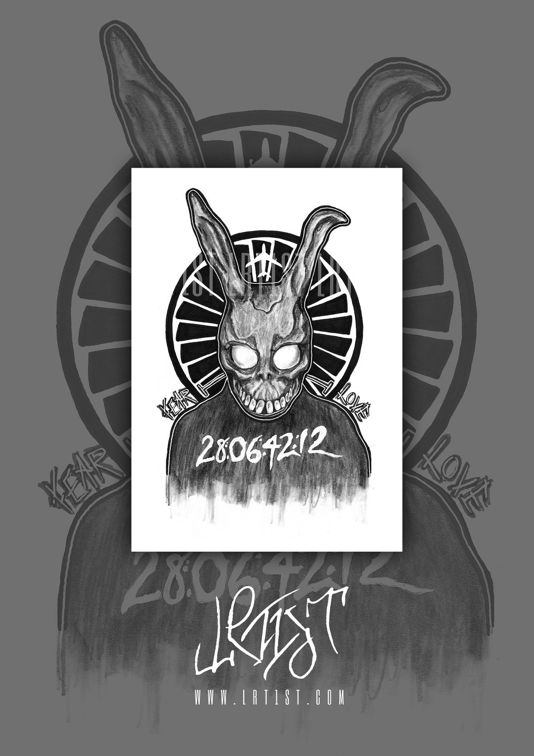 Frank the Bunny Art Print (A4) *donnie Darko, Horror, Drawing ...