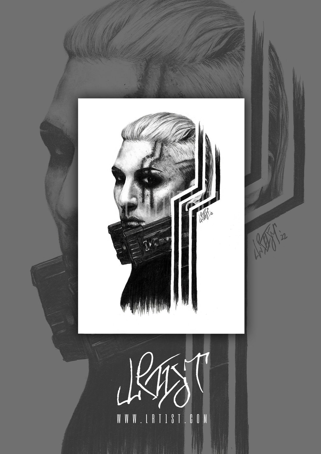Cyberhex Chris Art Print (A4) - **motionless in White, Drawing, Goth ...