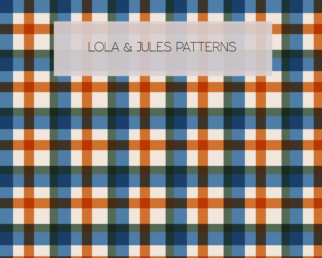 Checkered Seamless Pattern, Digital Blue, Green and Orange Checkered ...
