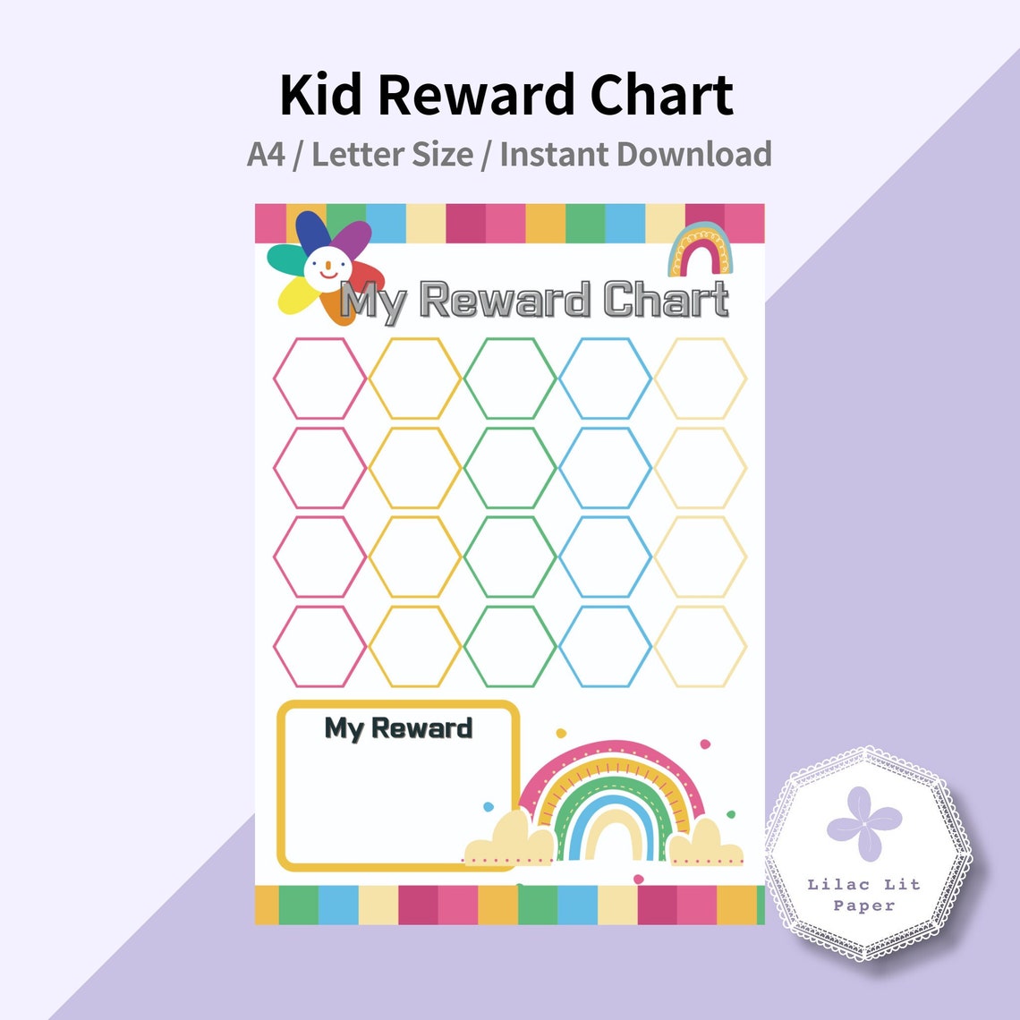 Printable Rainbow Reward Chart Kid Chore Chart Toddler Potty - Etsy