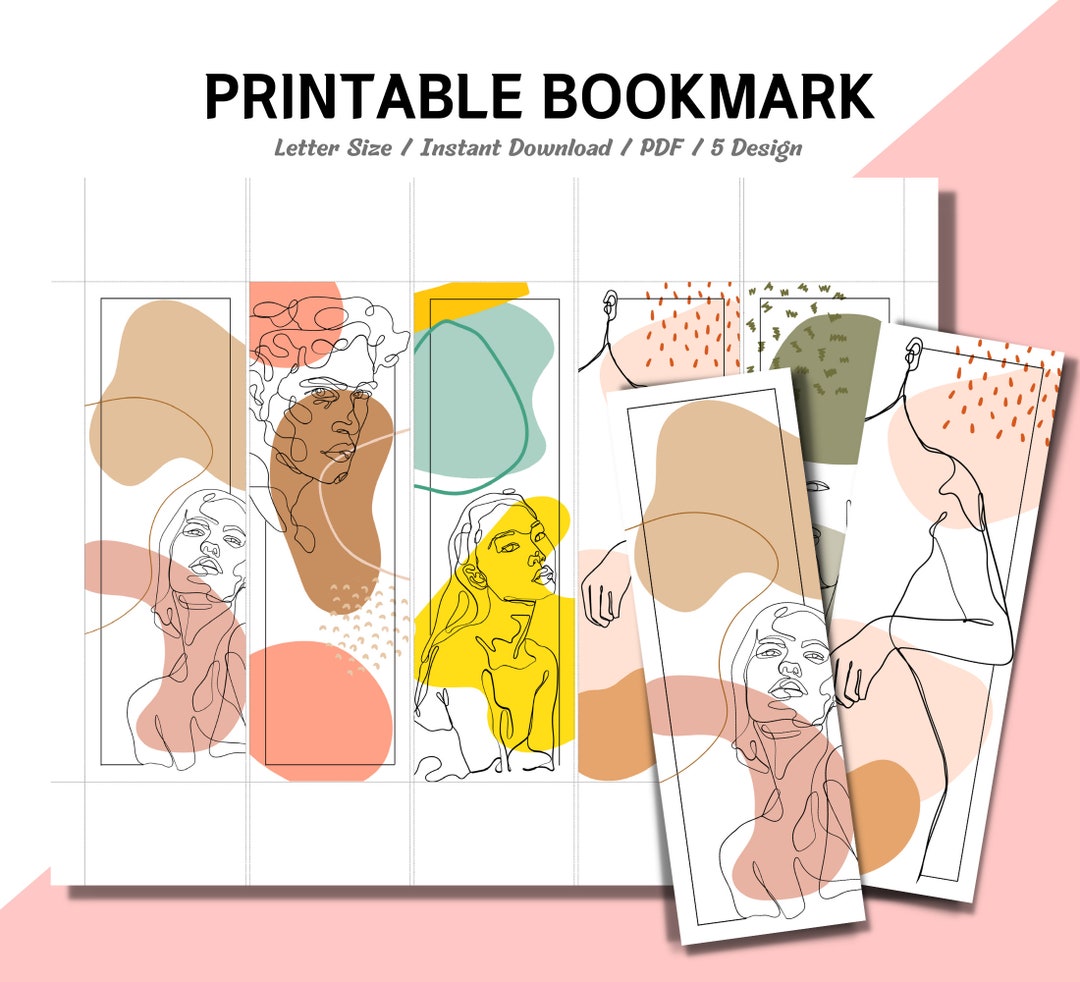Printable Line Drawing Bookmark Set Digital Bookmarker Book - Etsy