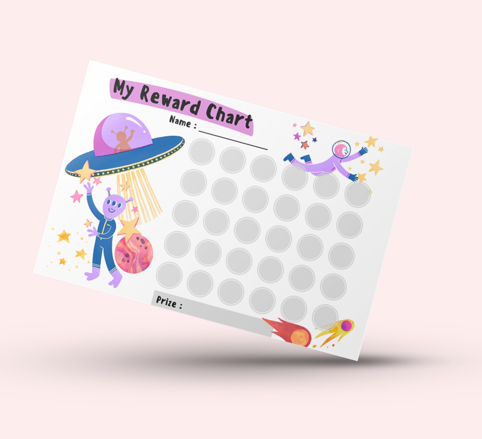 Printable Space Reward Chart, Kid Chore Chart, Toddler Potty Chart ...