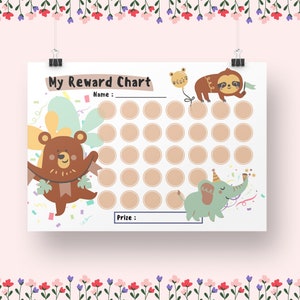 Printable Baby Animal Reward Chart, Kid Chore Chart, Toddler Potty ...
