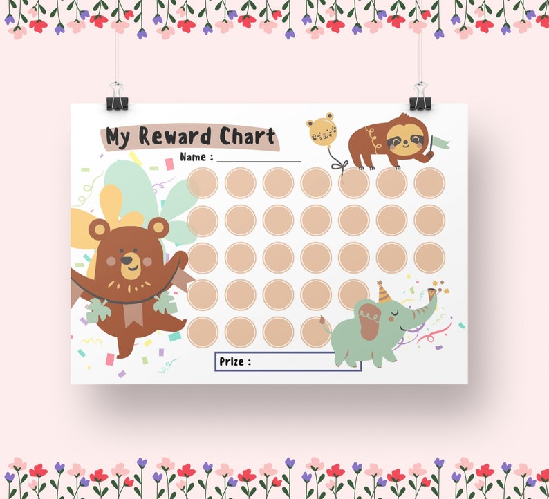 Printable Baby Animal Reward Chart, Kid Chore Chart, Toddler Potty ...