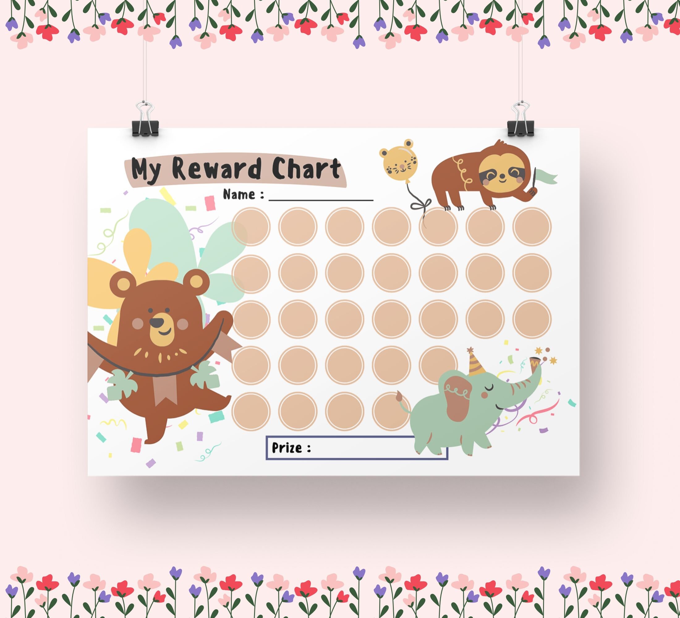 Printable Baby Animal Reward Chart, Kid Chore Chart, Toddler Potty ...