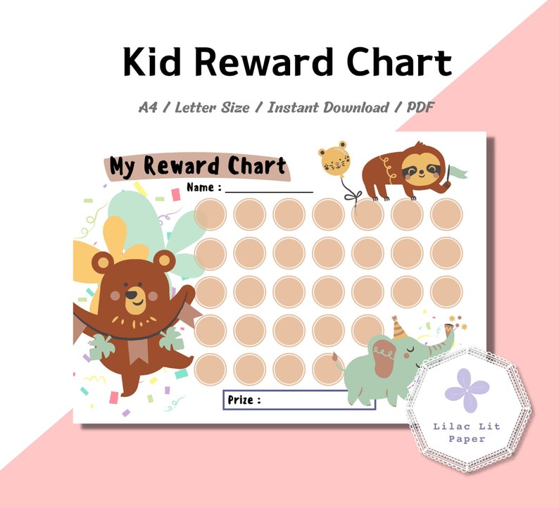 Printable Baby Animal Reward Chart, Kid Chore Chart, Toddler Potty ...