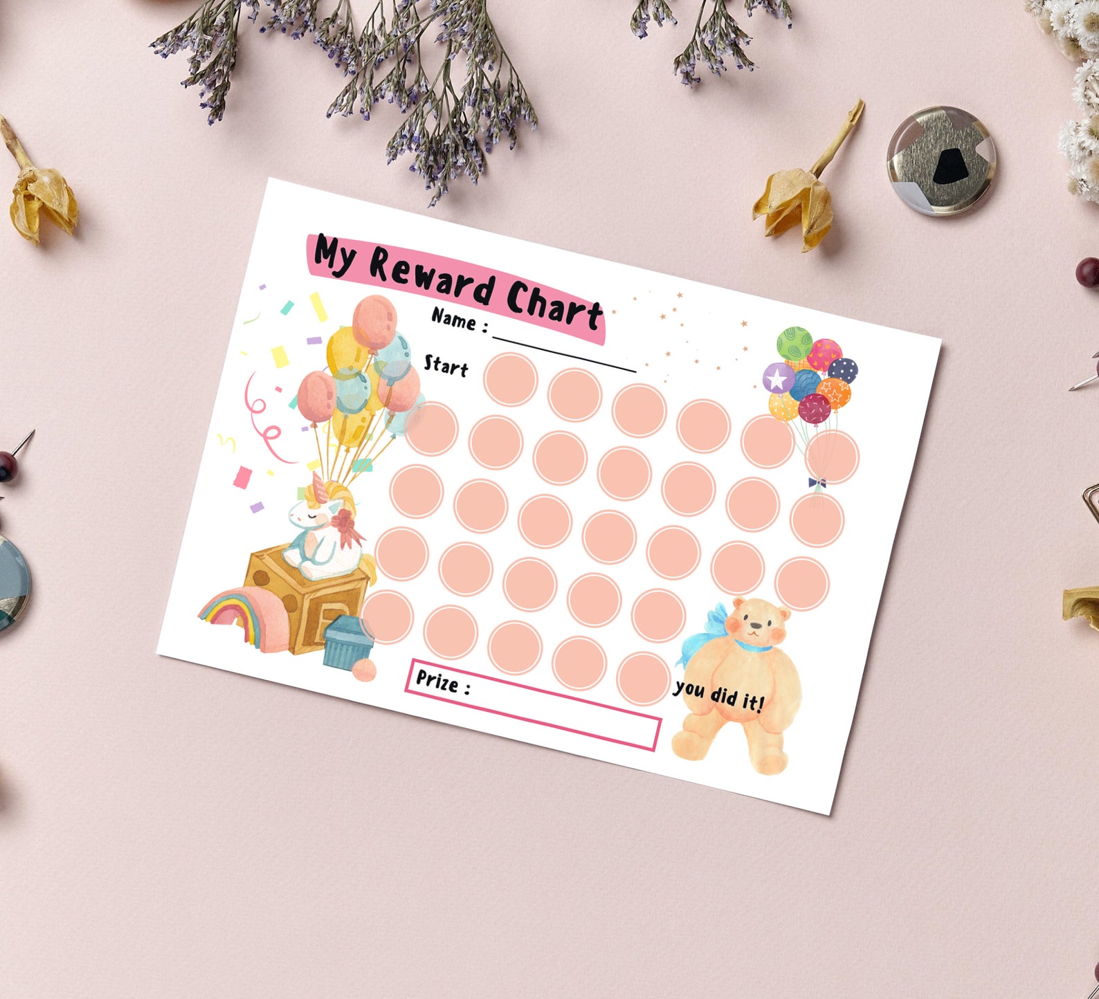 Printable Reward Chart, Kid Behavior Chart, Toddler Potty Chart, Child ...