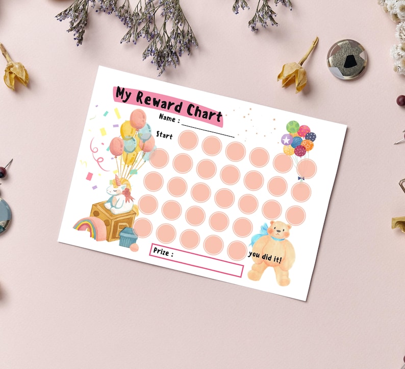 Printable Reward Chart, Kid Behavior Chart, Toddler Potty Chart, Child ...