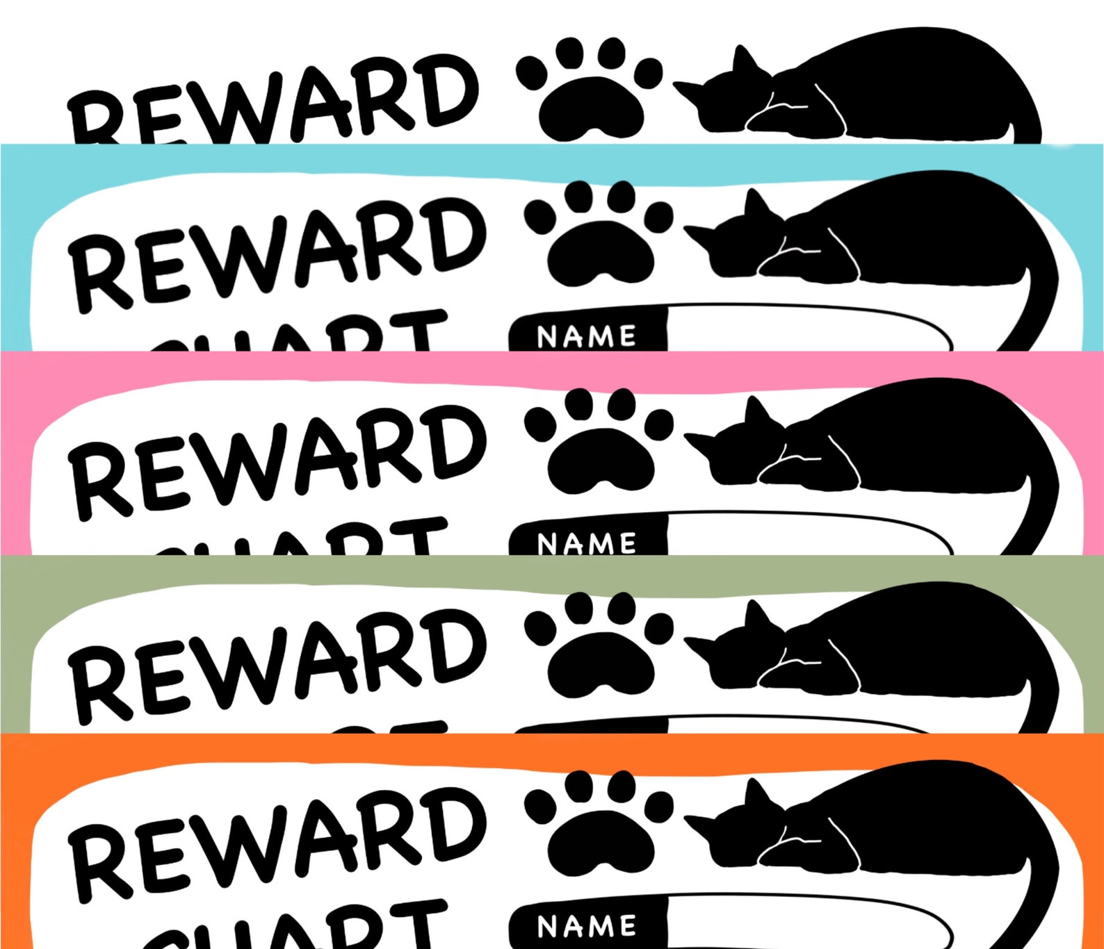 Printable Cat Reward Chart, Kid Behavior Chart, Toddler Potty Chart ...