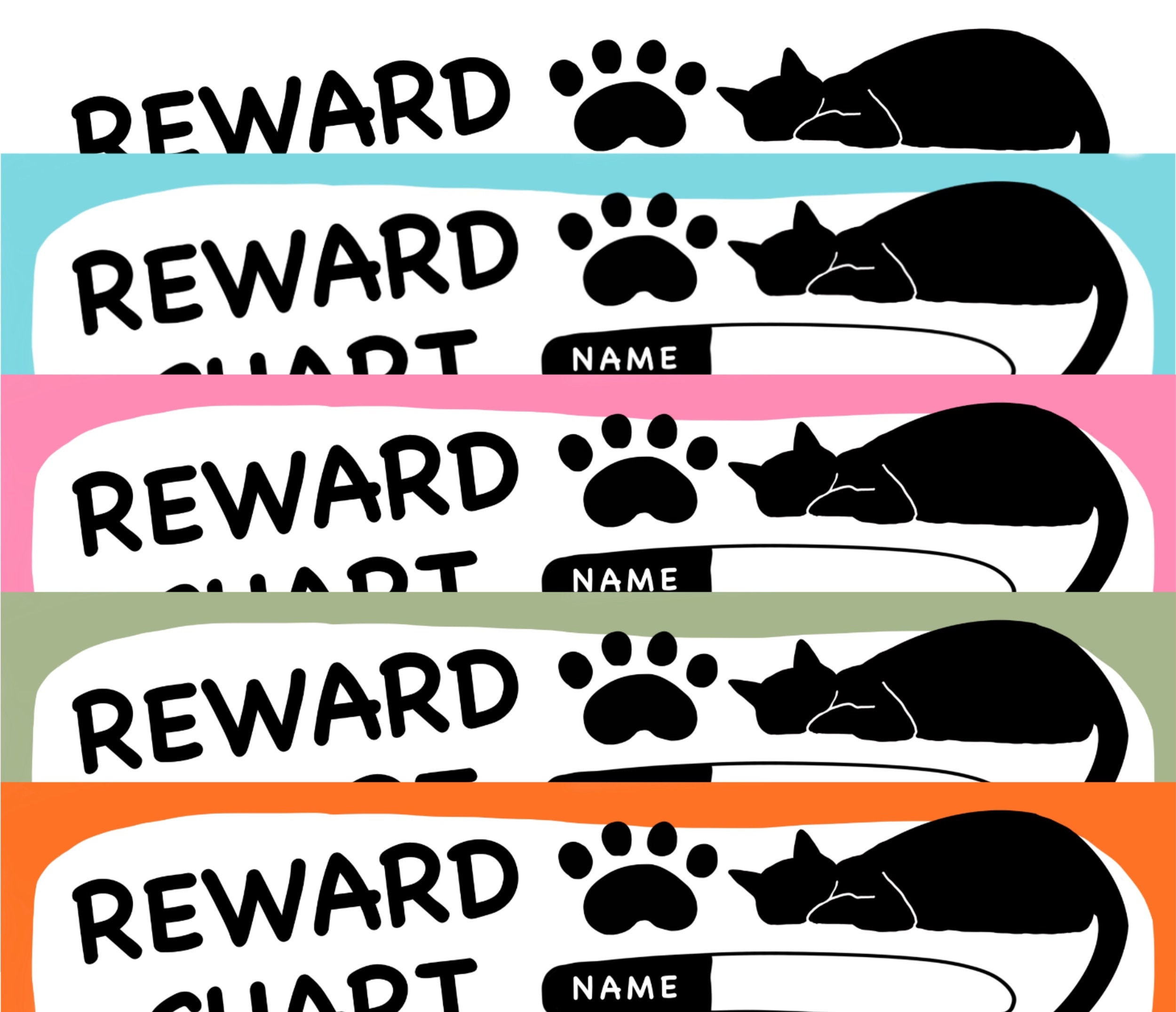 Printable Cat Reward Chart Kid Behavior Chart Toddler Potty - Etsy