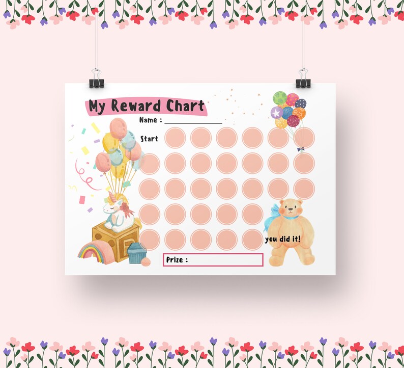 Printable Reward Chart, Kid Behavior Chart, Toddler Potty Chart, Child ...