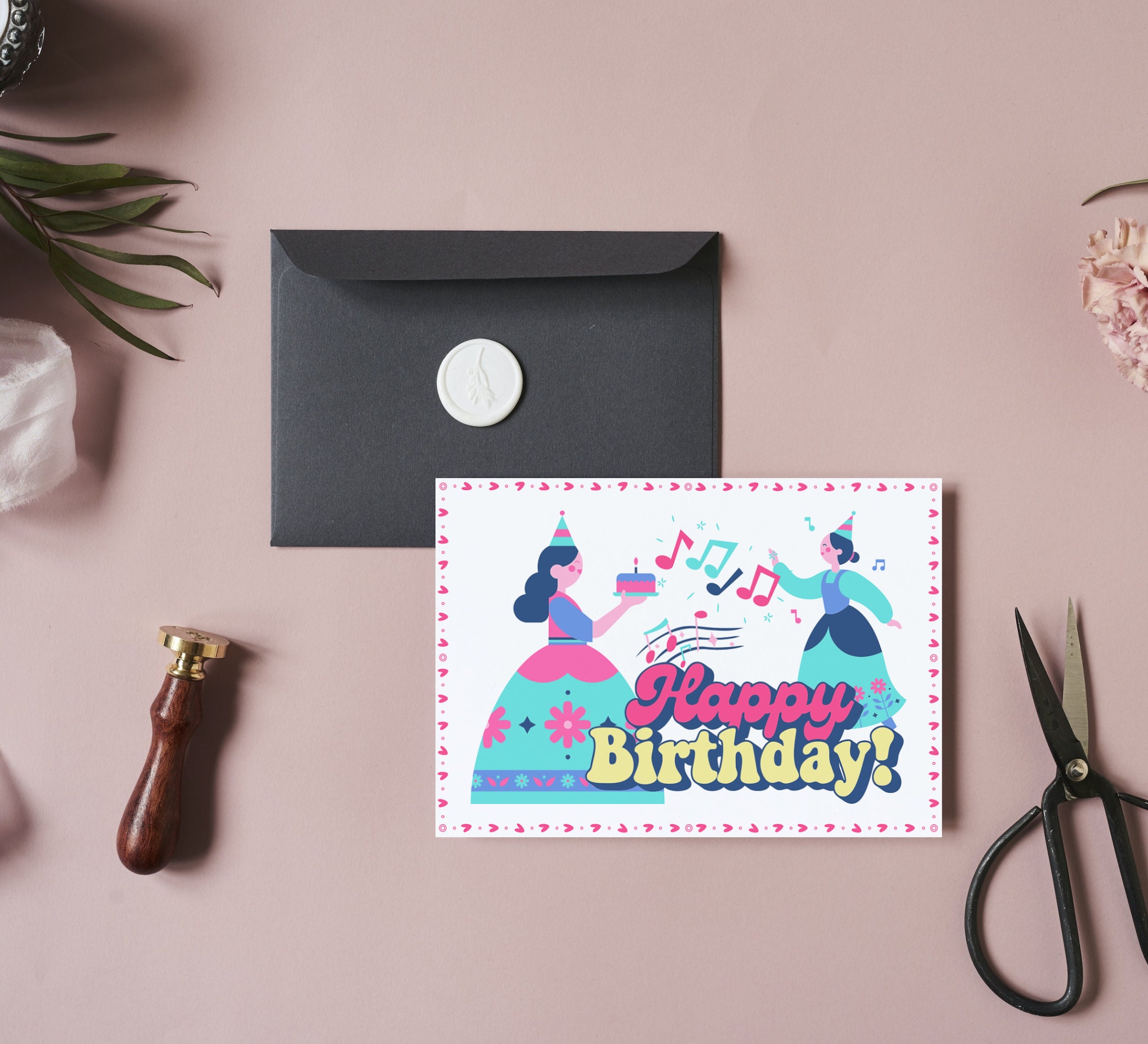 Set of 4 Printable Simple Illust Birthday Card Happy Birthday - Etsy
