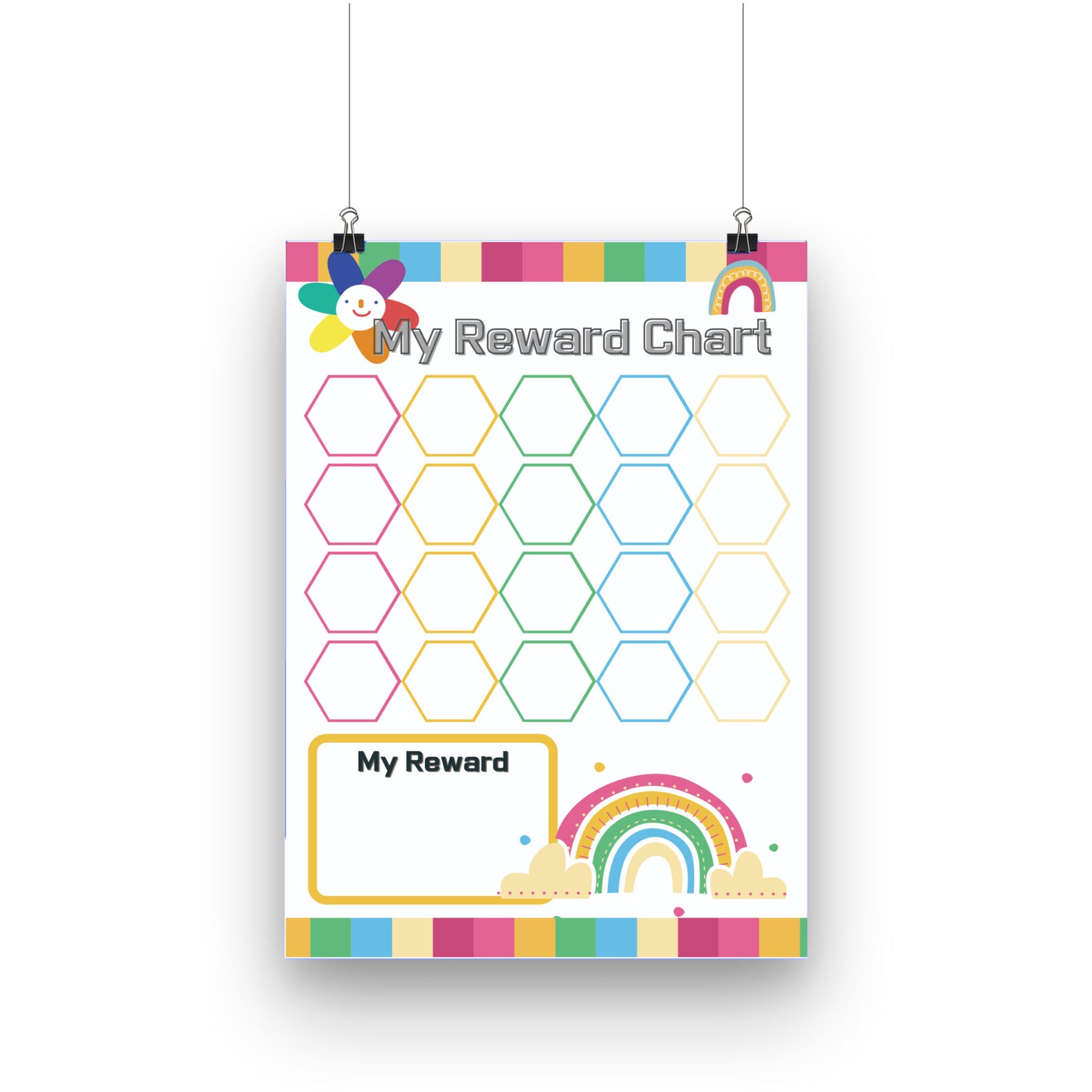 Printable Rainbow Reward Chart, Kid Chore Chart, Toddler Potty Chart ...