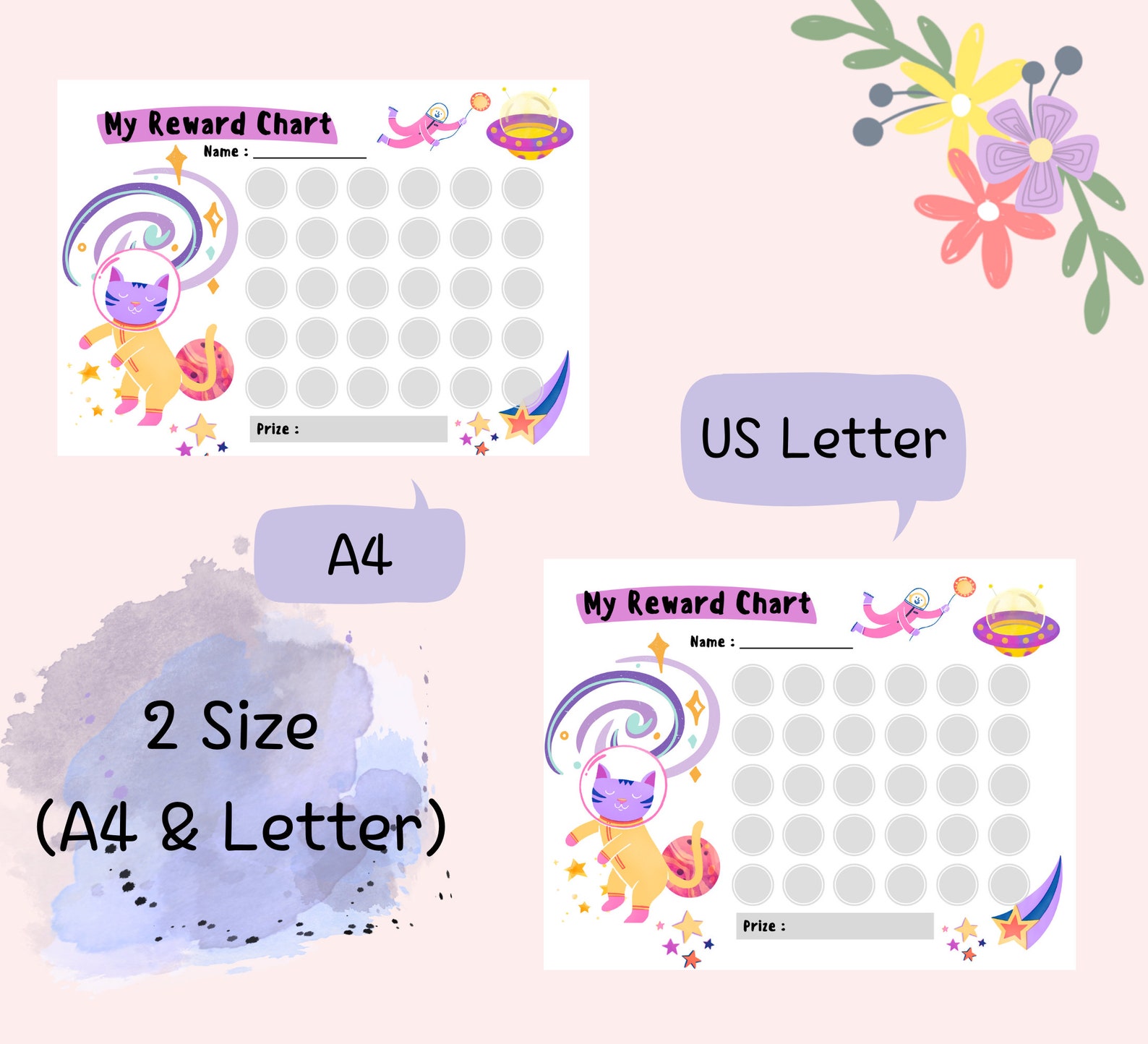 Printable Space Reward Chart, Kid Chore Chart, Toddler Potty Chart ...