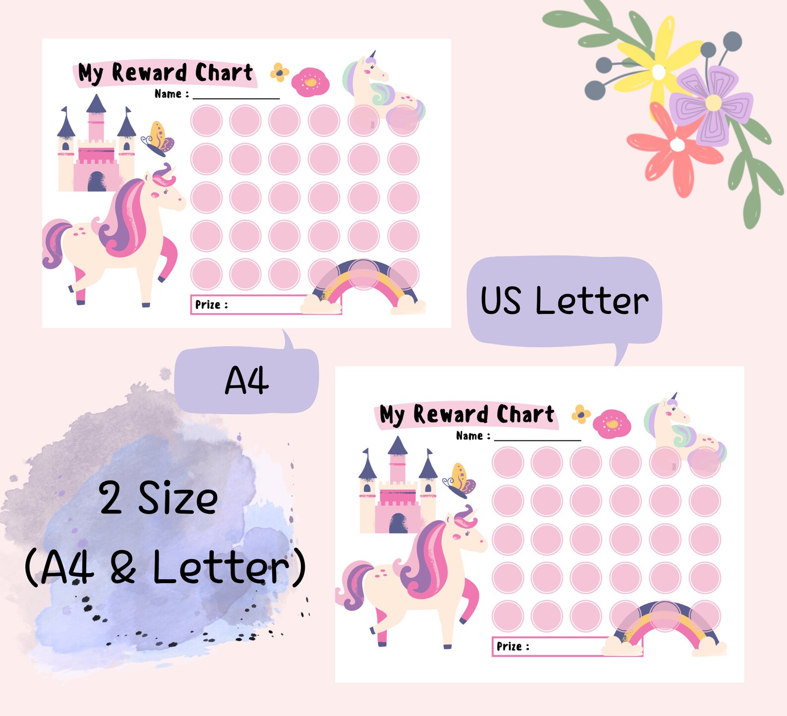 Printable Unicorn Reward Chart, Kid Chore Chart, Toddler Potty Chart ...