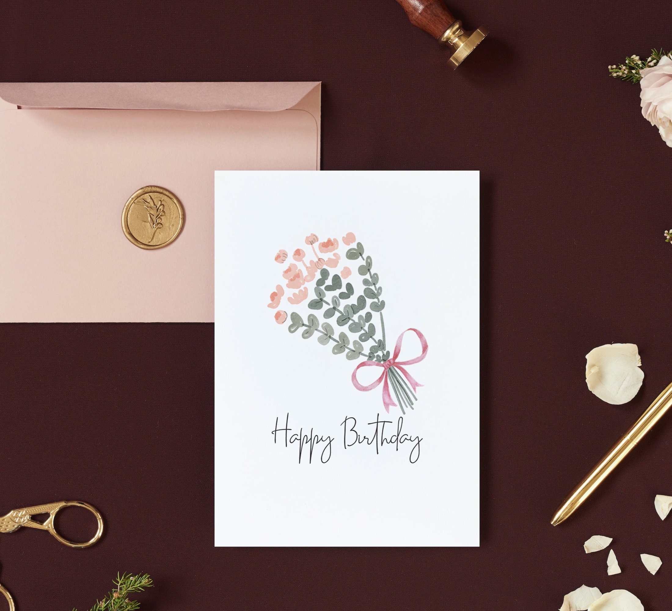 Set of 4 Printable Boho Birthday Card, Happy Birthday Card, Card ...