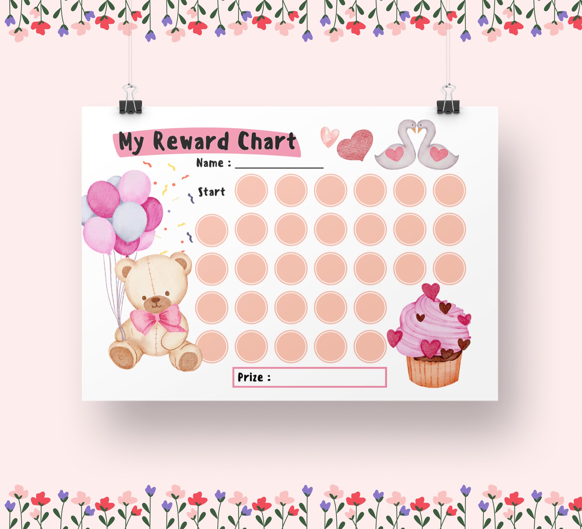Printable Reward Chart, Kid Behavior Chart, Toddler Potty Chart, Child ...