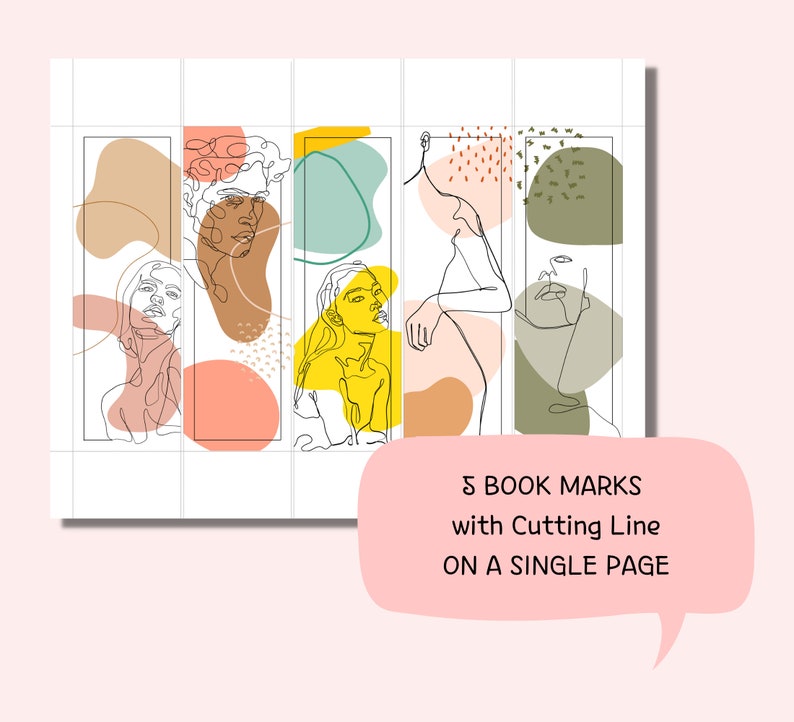 Printable Line Drawing Bookmark Set Digital Bookmarker Book - Etsy