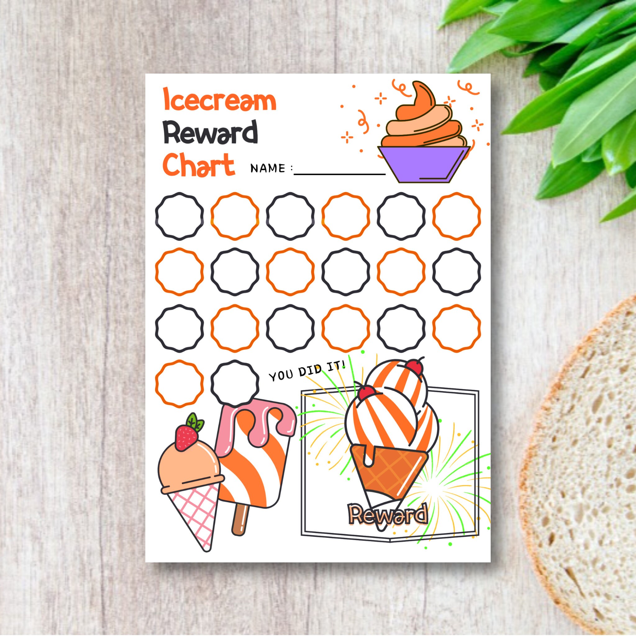 Printable Ice Cream Reward Chart Kid Chore Chart Toddler - Etsy Canada