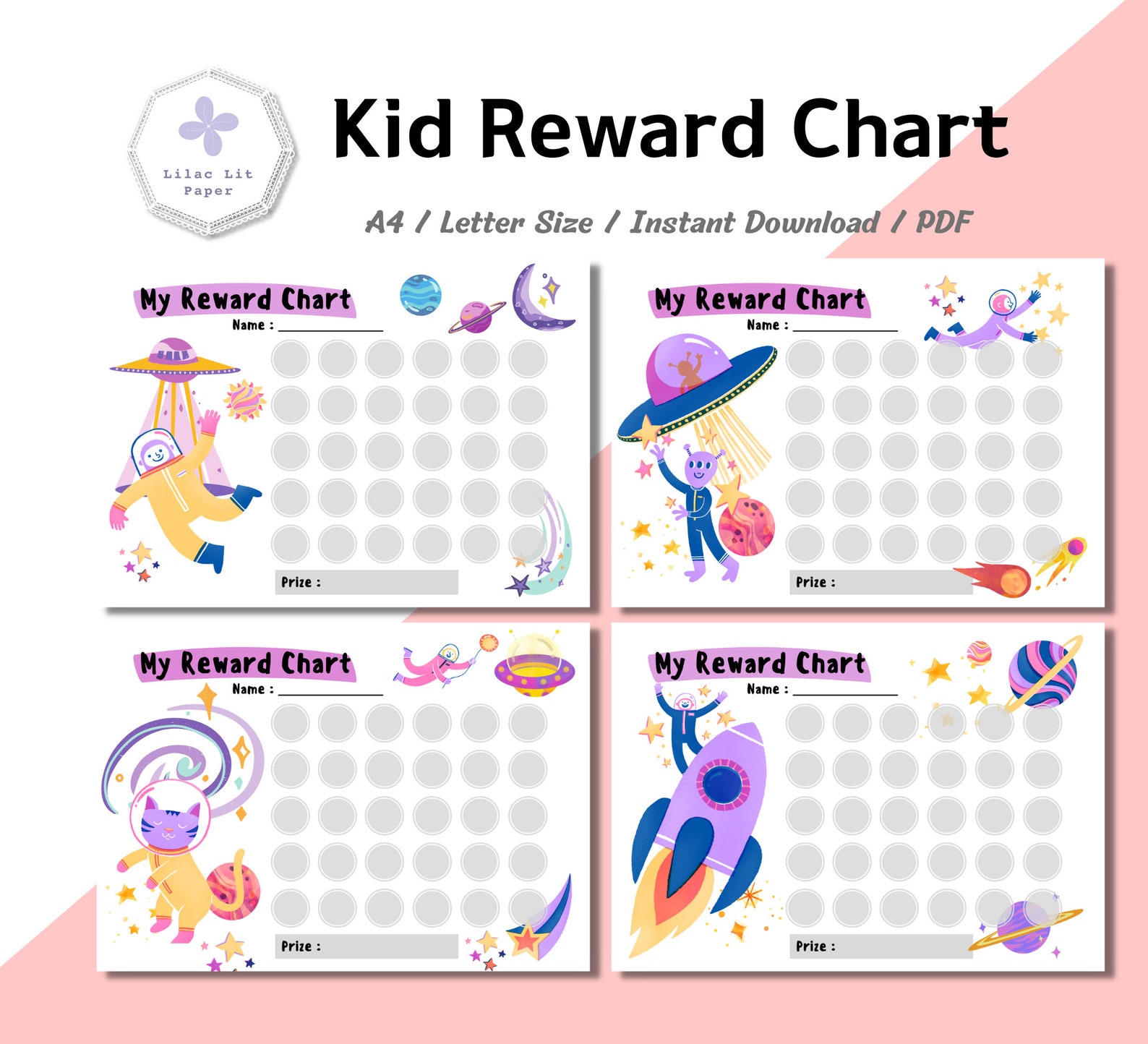 Printable Space Reward Chart, Kid Chore Chart, Toddler Potty Chart ...