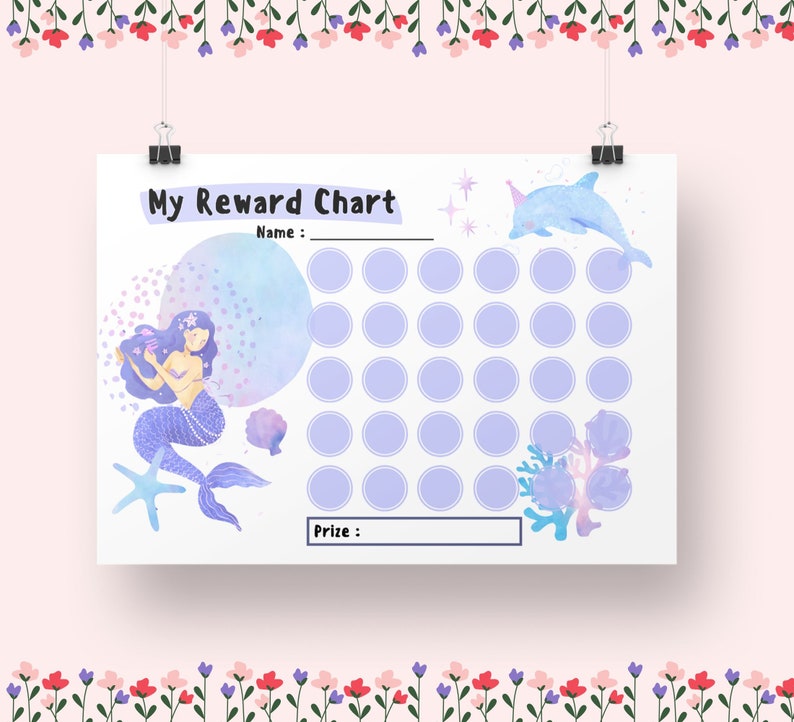 Printable Mermaid Reward Chart, Kid Chore Chart, Toddler Potty Chart ...
