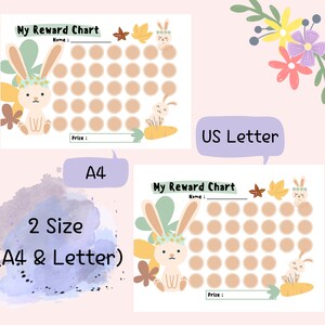 Printable Cute Rabbit Reward Chart, Kid Chore Chart, Toddler Potty ...