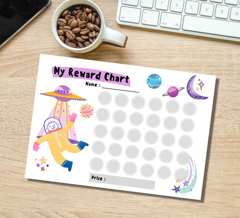 Printable Space Reward Chart, Kid Chore Chart, Toddler Potty Chart ...