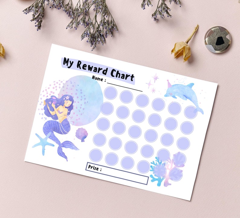 Printable Mermaid Reward Chart, Kid Chore Chart, Toddler Potty Chart ...