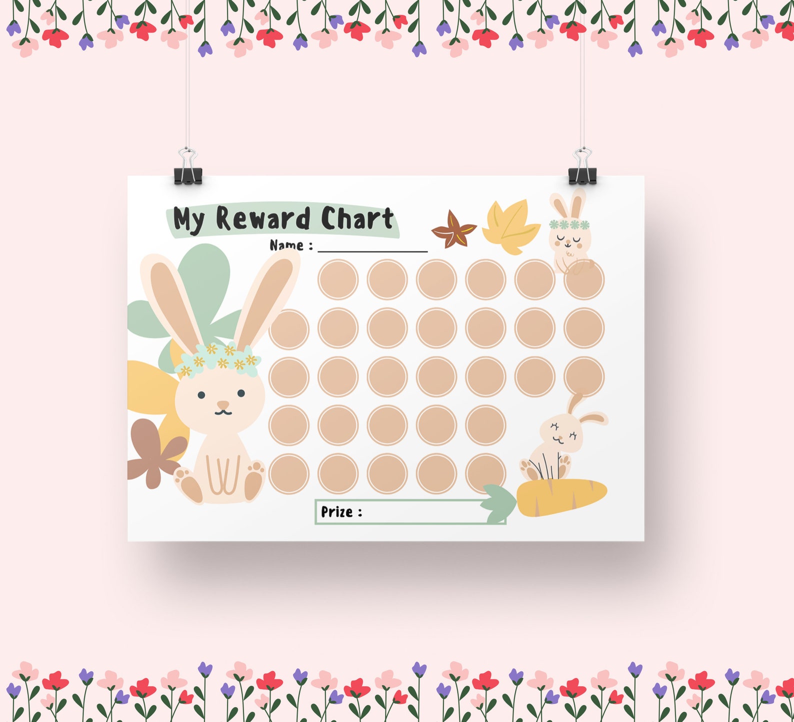 Printable Cute Rabbit Reward Chart, Kid Chore Chart, Toddler Potty ...