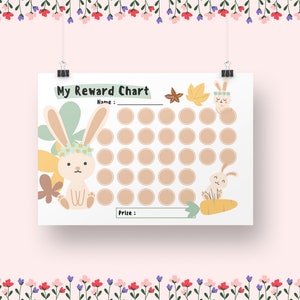 Printable Cute Rabbit Reward Chart, Kid Chore Chart, Toddler Potty ...