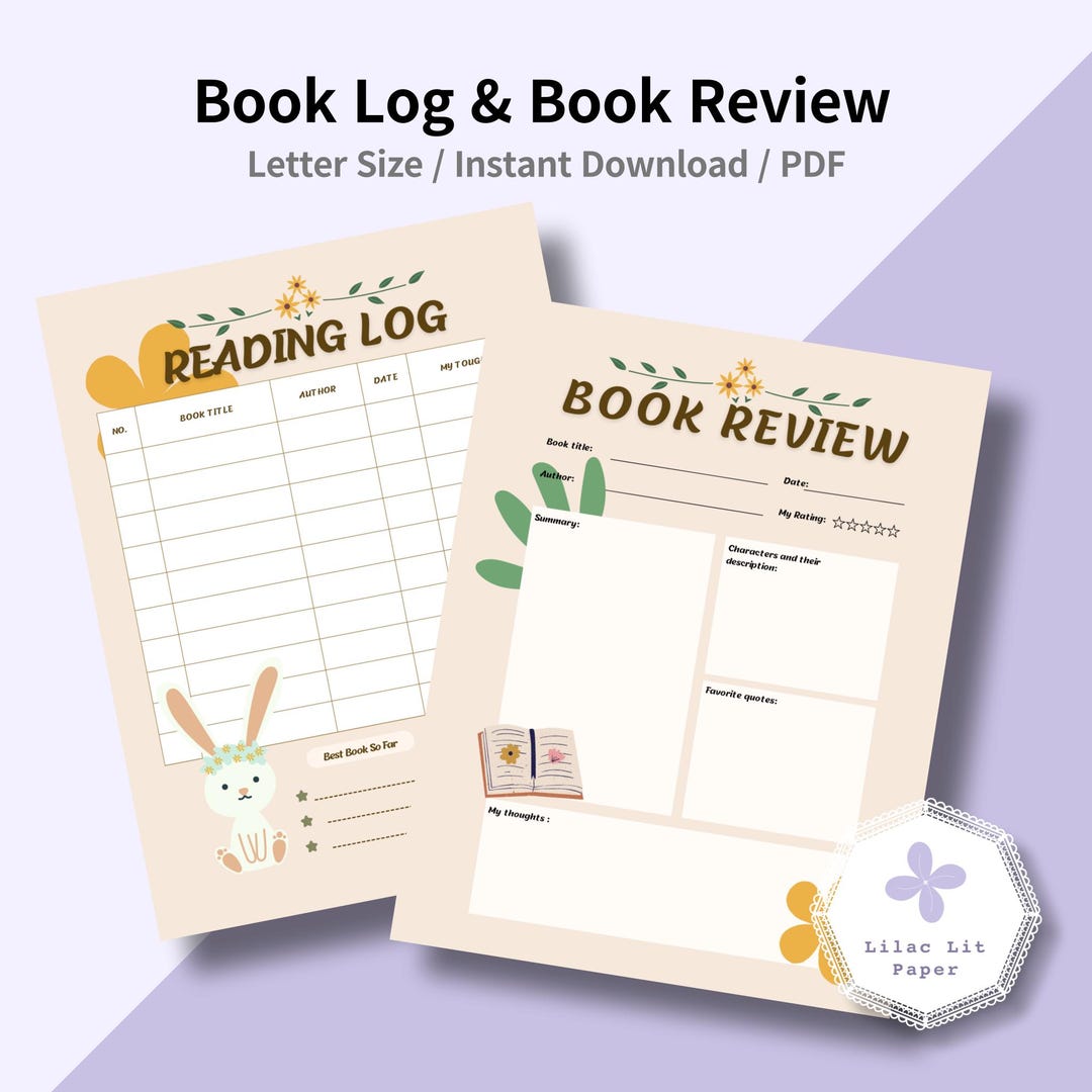 Book Reading Log, Book Review Worksheet for Kids, Chidren, Cute Design ...