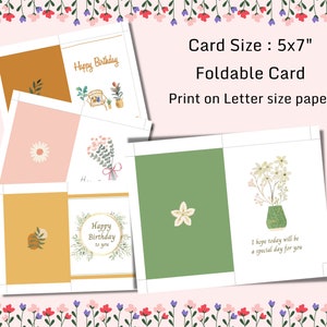 Set of 4 Printable Boho Birthday Card, Happy Birthday Card, Card ...