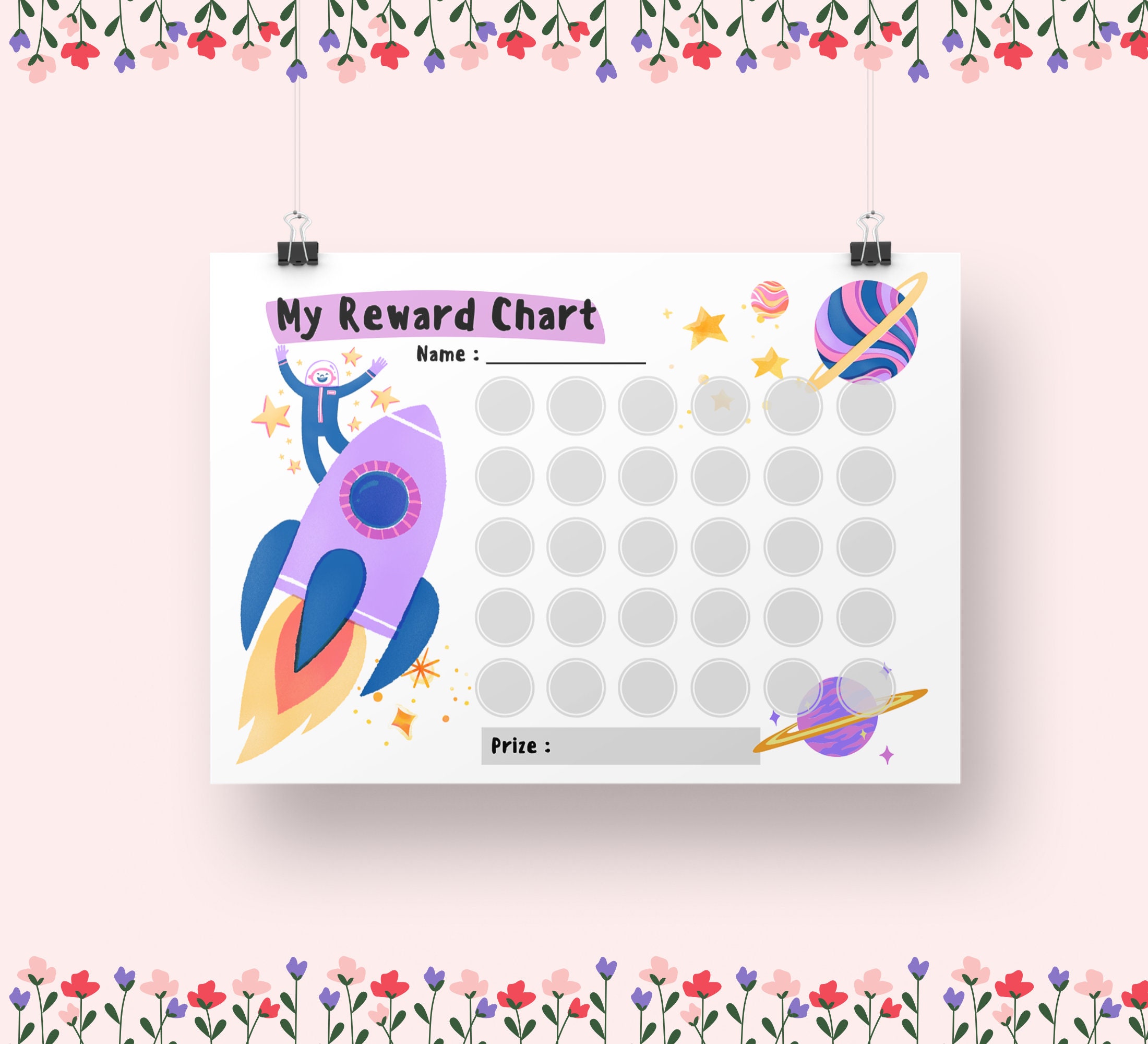 Printable Space Reward Chart, Kid Chore Chart, Toddler Potty Chart ...