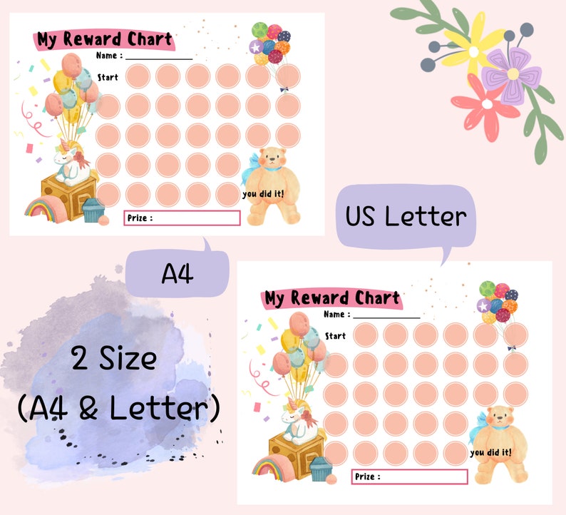 Printable Reward Chart, Kid Behavior Chart, Toddler Potty Chart, Child ...