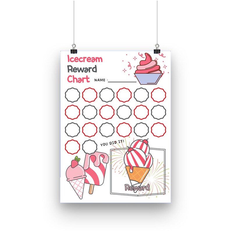 Printable Ice Cream Reward Chart Kid Chore Chart Toddler - Etsy Canada