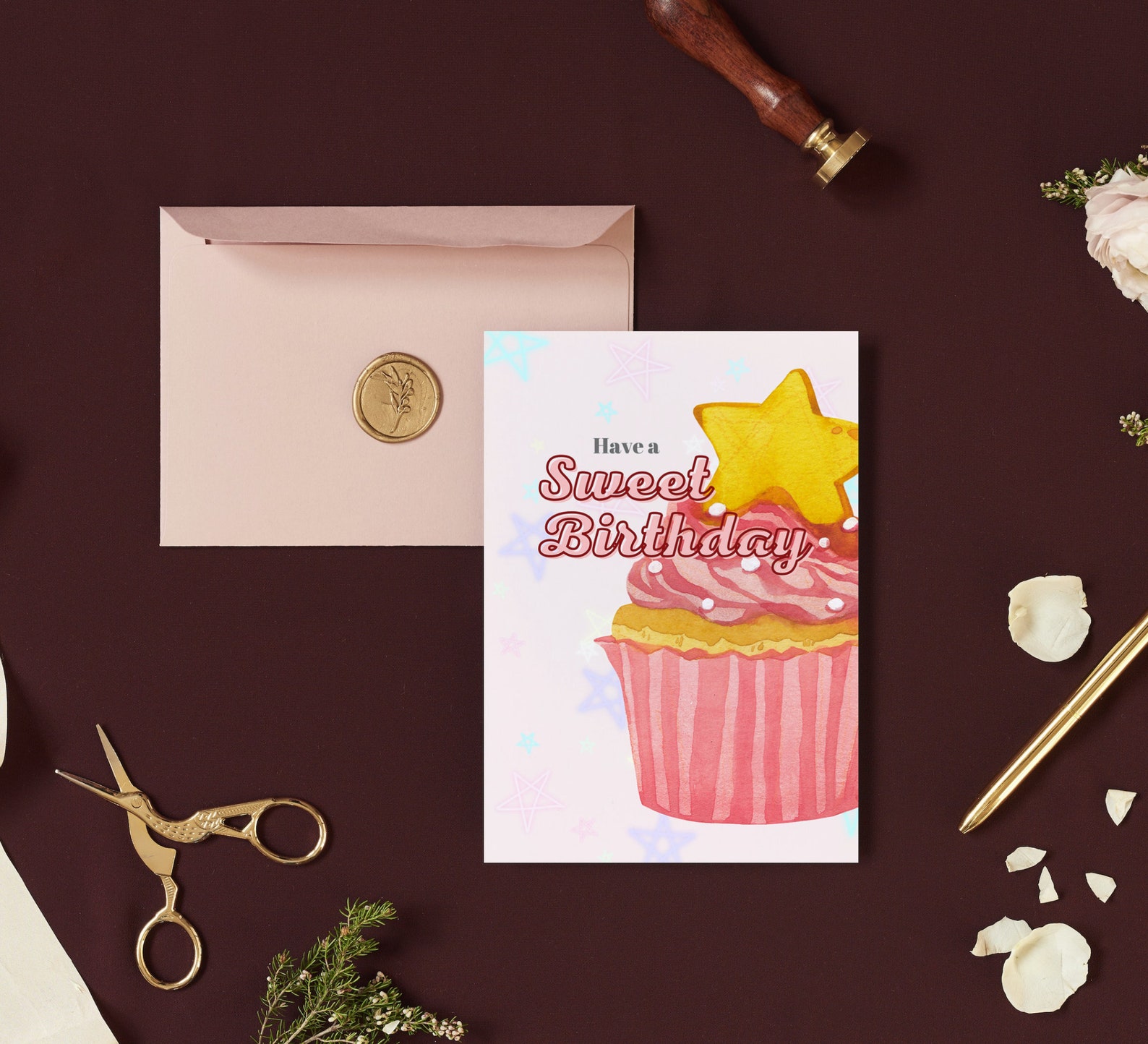 Set of 4 Printable Sweet Birthday Card, Happy Birthday Card, Card ...