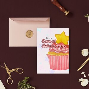 Set of 4 Printable Sweet Birthday Card, Happy Birthday Card, Card ...