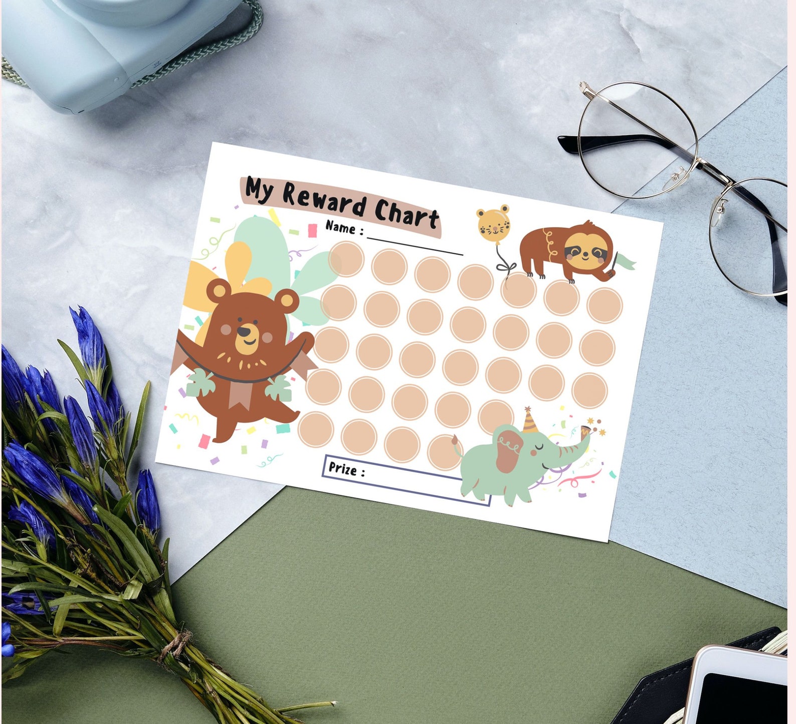 Printable Baby Animal Reward Chart, Kid Chore Chart, Toddler Potty ...