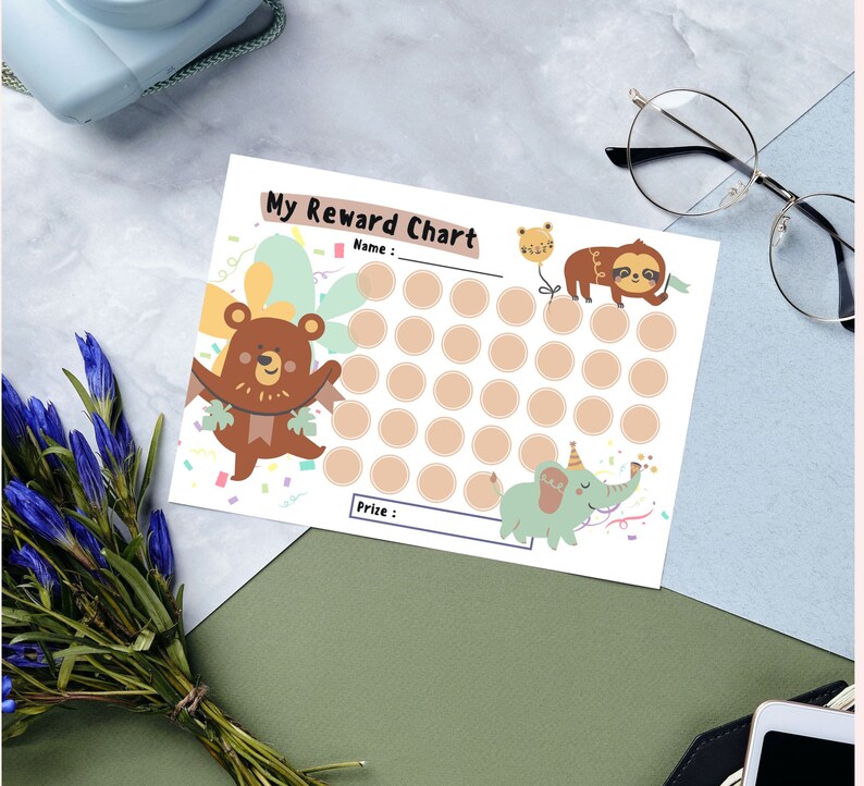 Printable Baby Animal Reward Chart, Kid Chore Chart, Toddler Potty ...