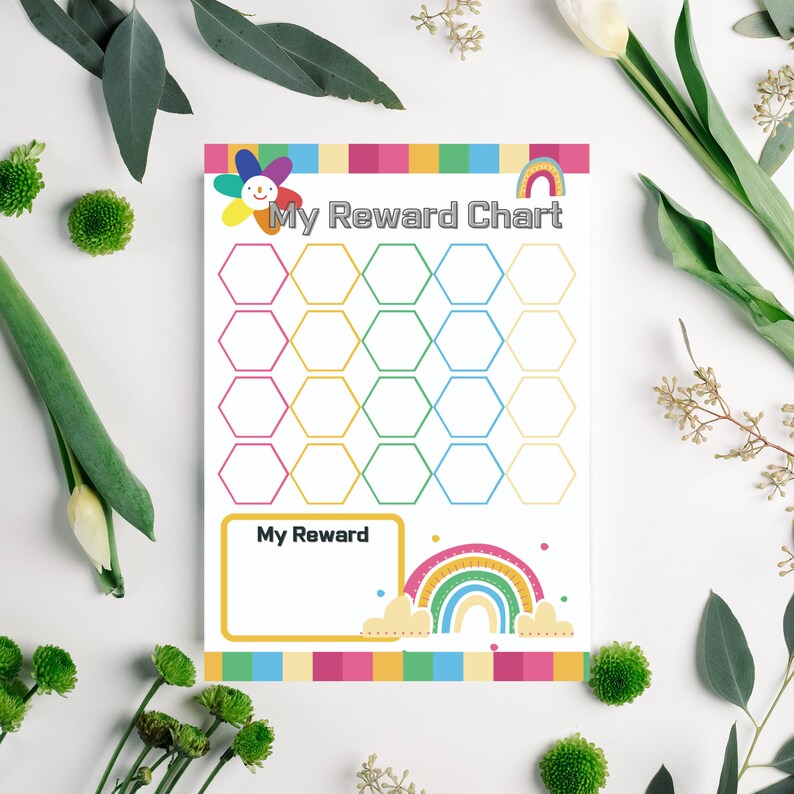 Printable Rainbow Reward Chart, Kid Chore Chart, Toddler Potty Chart ...