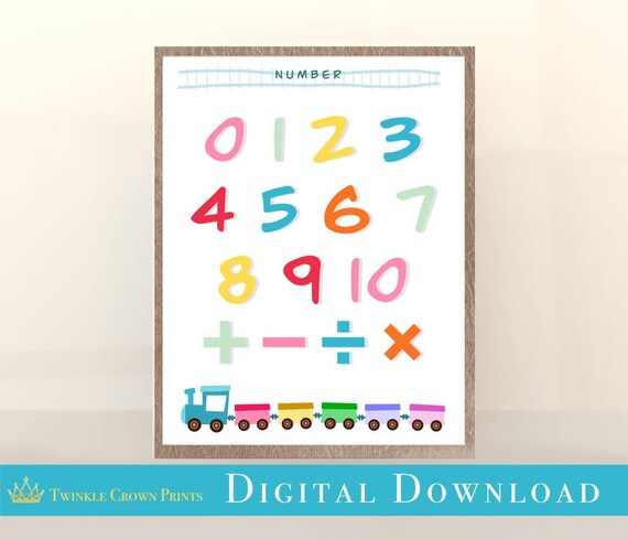 Numbers Wall Art Educational Print for Kid 1 to 10 Numbers | Etsy
