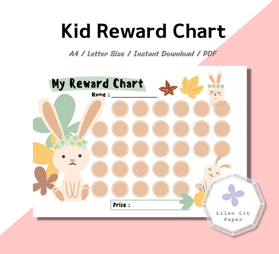 Printable Cute Rabbit Reward Chart, Kid Chore Chart, Toddler Potty ...