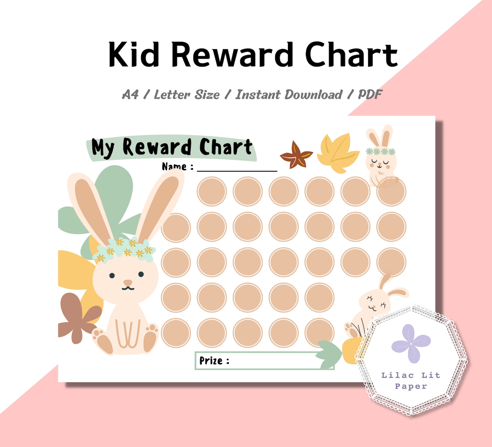 Printable Cute Rabbit Reward Chart, Kid Chore Chart, Toddler Potty ...