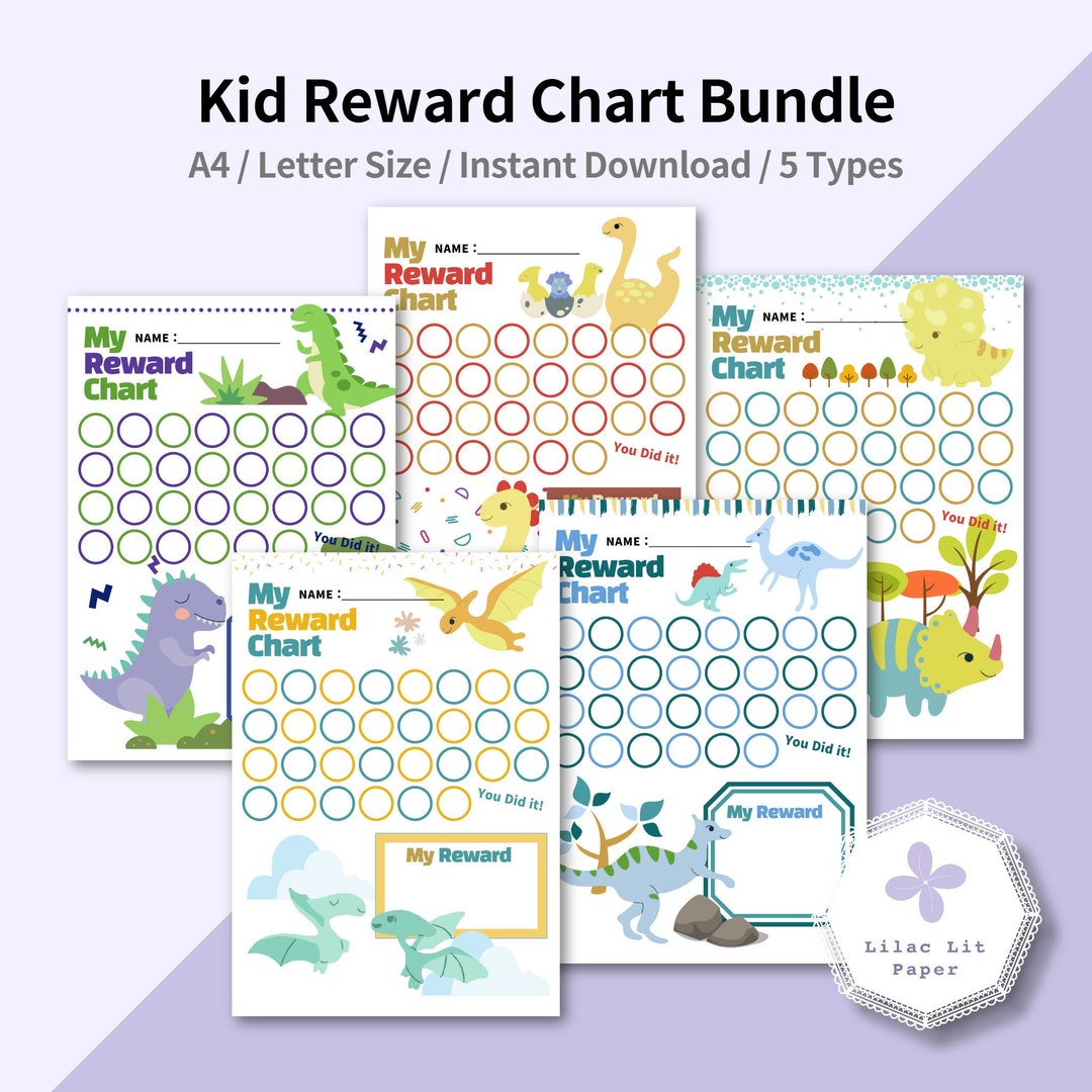 Printable Dinosaur Reward Chart Bundle, Kid Chore Chart, Toddler Potty ...